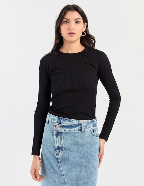 Playera manga larga Non Stop cuello redondo para mujer 1