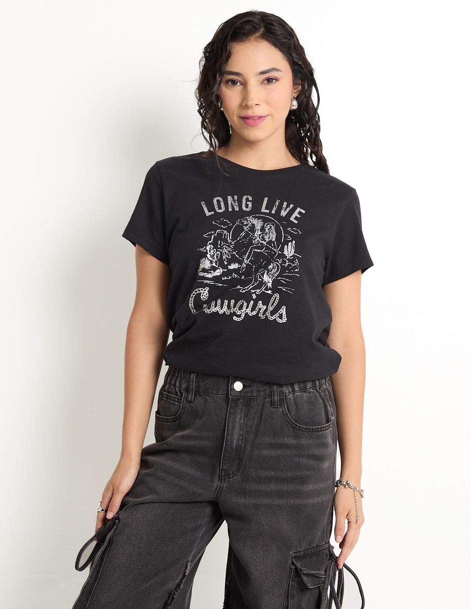Playera manga corta Non Stop cuello redondo para mujer