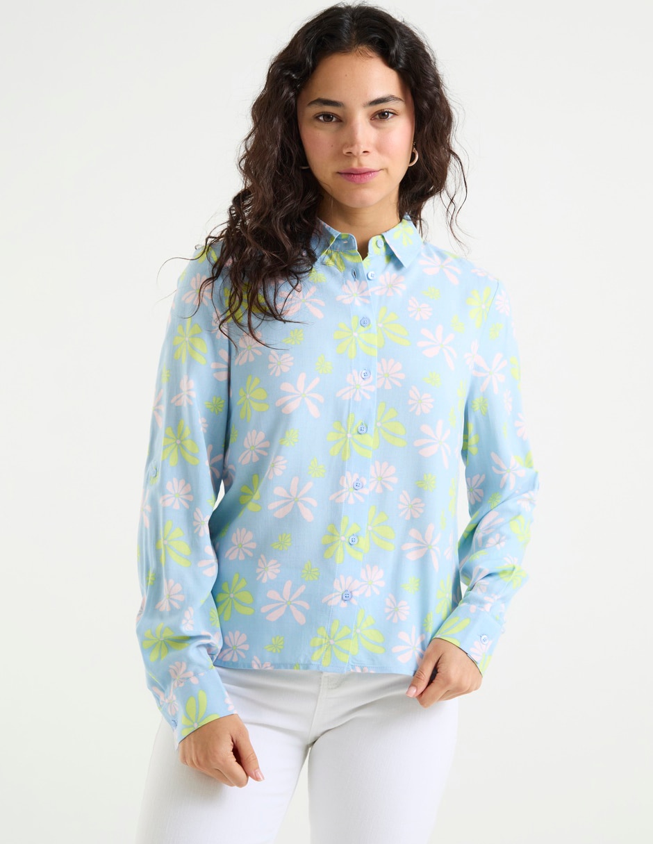 Blusa camisera Non Stop manga larga para mujer